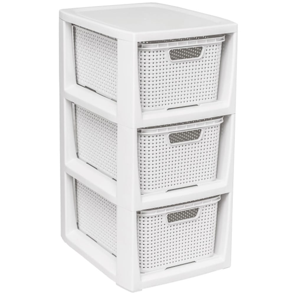 Regal mit 3 Boxen Rattan beige BRANQ
