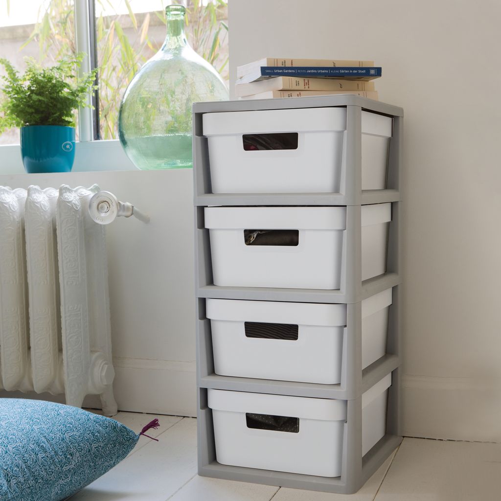 Storage box with lid 45L Infinity light grey CURVER