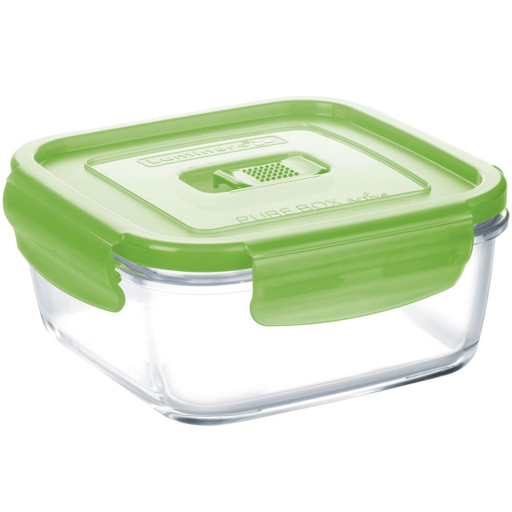 Recipiente hermético cuadrado con tapa azul Pure Box Active 38 cl LUMINARC
