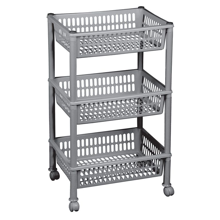 Plastový regál na kolečkách Jumbo Eco Gray - 3 police PLAST TEAM