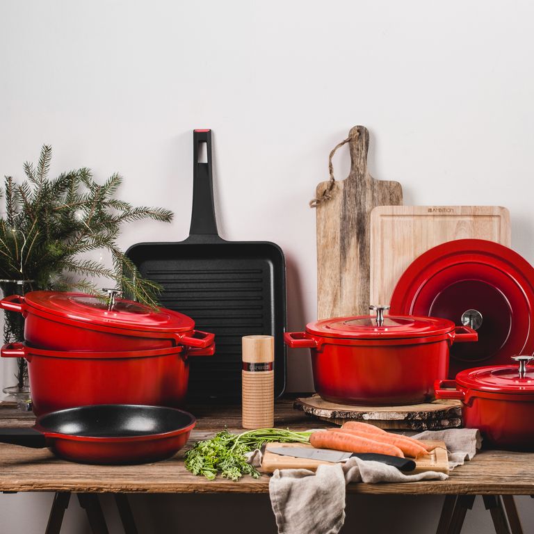 Set of cooking pots and frying pans Amore with coating Qualum Basic 12 ...